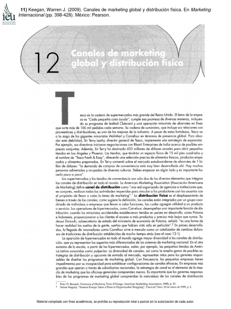 11) Keegan, Warren J. (2009) - Canales de Marketing Global y ... 11) Keegan, Warren J. (2009) - Canales de Marketing Global y ...