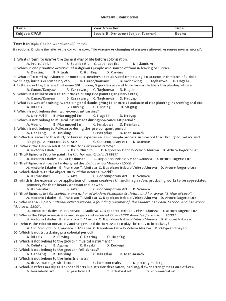 Reviewer Cpar Midterm For Students | PDF