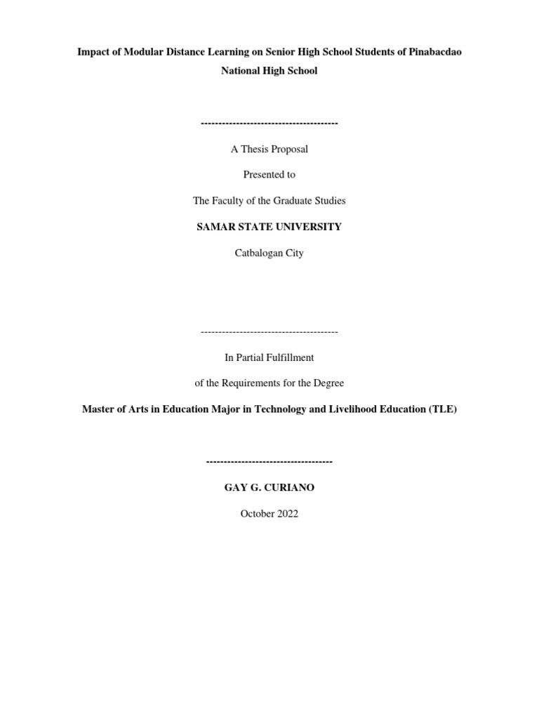 Impact of Modular Learning on SHS Students | PDF | Learning | Distance ...