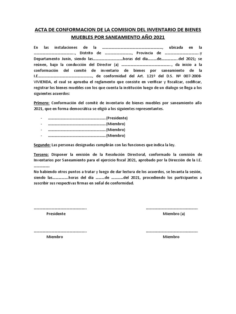 Modelo-Actas y Resolucion AÑO 2021 | PDF