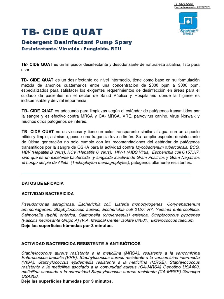 Ficha Técnica TB Cide Quat | PDF