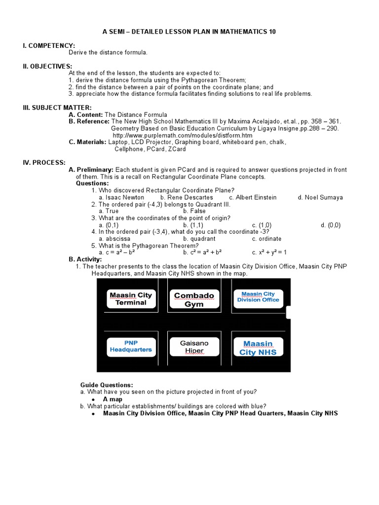 Lesson Plan | PDF | Cartesian Coordinate System | Mathematics