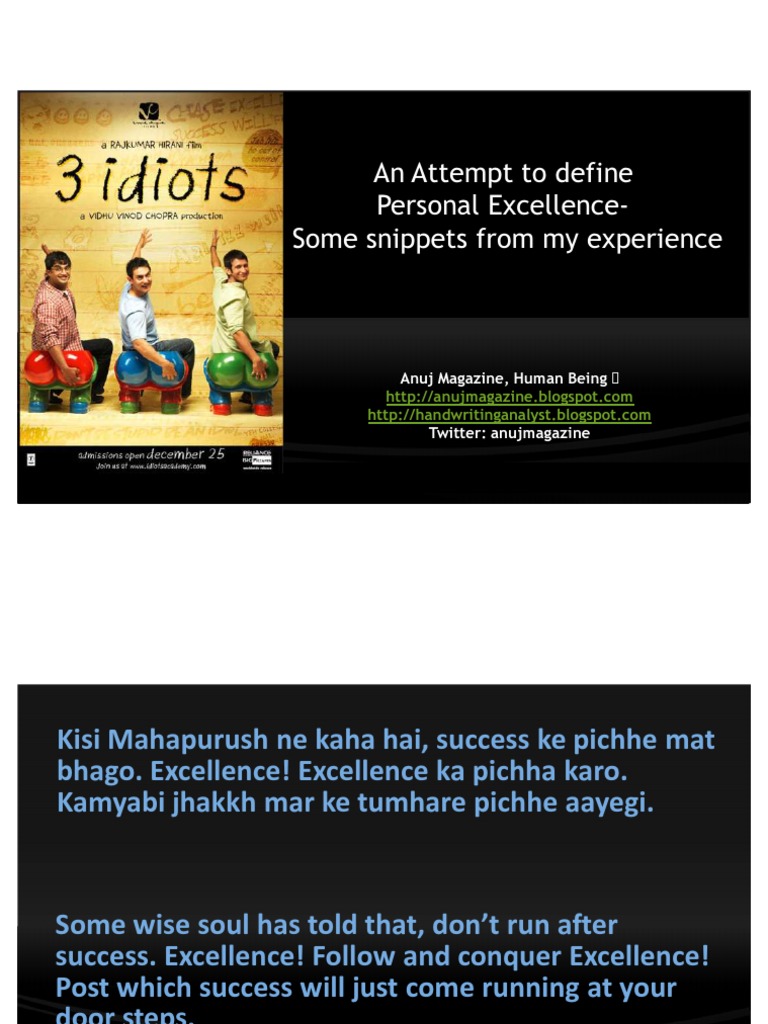 An Attempt To Define Personal Excellence - Some Snippets From My ...