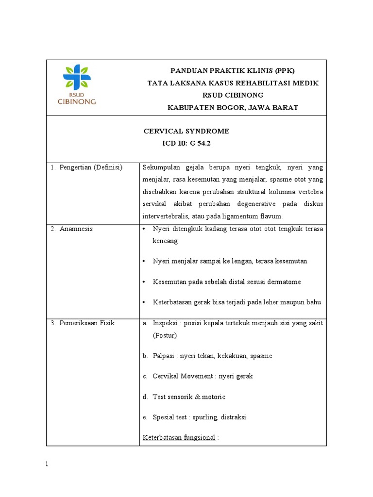 PPK RM Cervical Syndrome | PDF