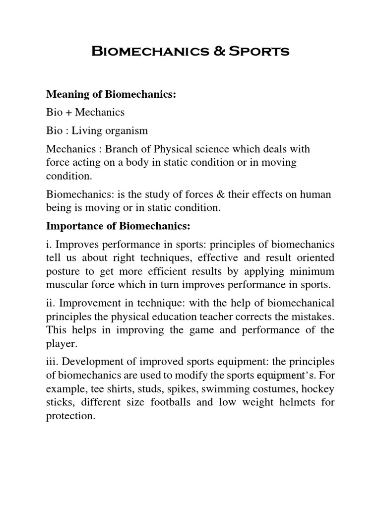 Biomechanics and Sports | Download Free PDF | Anatomical Terms Of ...