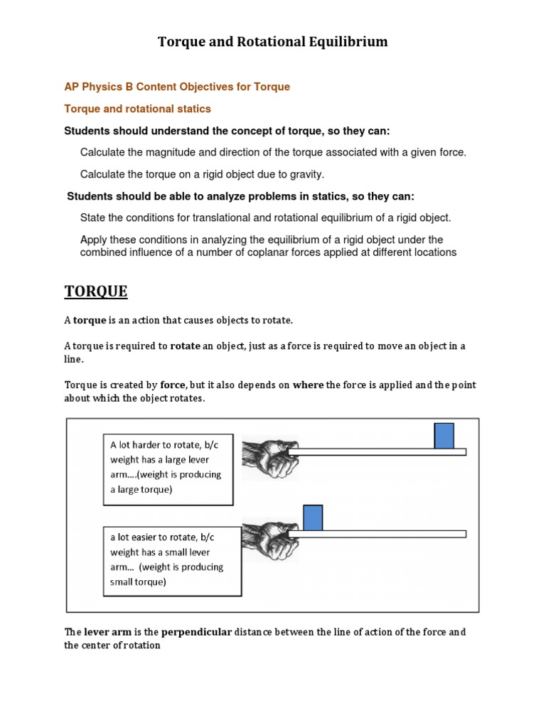 Torque Notes | PDF | Torque | Force