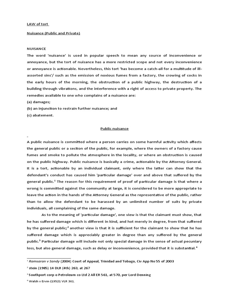 Nuisance Public And Private Download Free Pdf Nuisance Tort