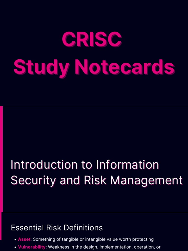 CRISC Study Notecards | PDF
