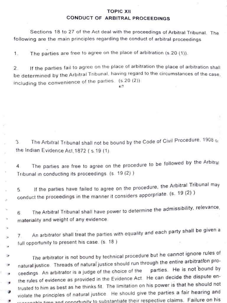Conduct of Arbitral Proceedings | PDF | Arbitral Tribunal | Arbitration