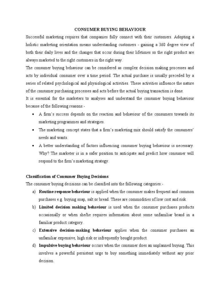Consumer Behaviour | PDF | Behavior | Consumer Behaviour