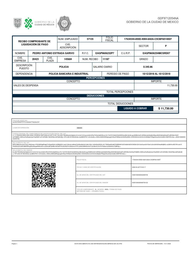 Recibo Comprobante de Liquidación de Pago 57135 | PDF | Economias | Dinero