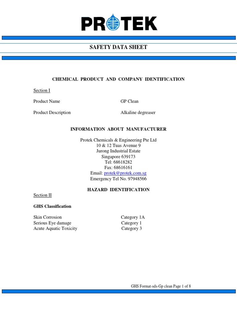 GHS Format-sds-Gp Clean | Download Free PDF | Water | Personal ...