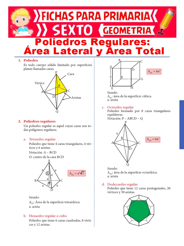Áreas de Los Poliedros Regulares Para Sexto de Primaria | PDF