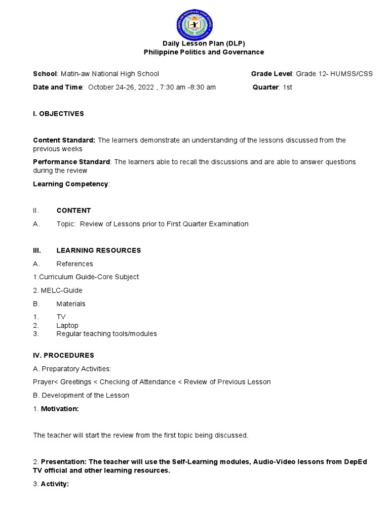 DLP Week 6 Ucsp | PDF | Teachers | Learning