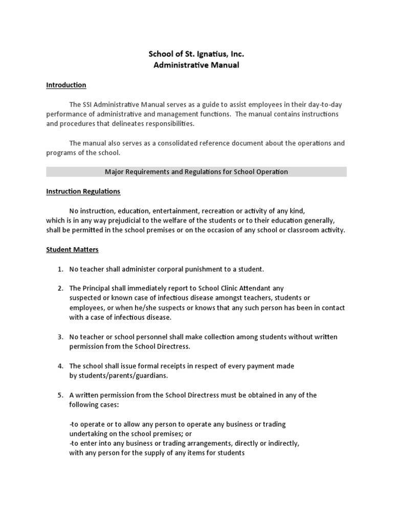 Administration Manual Pdf Teaching Method Curriculum
