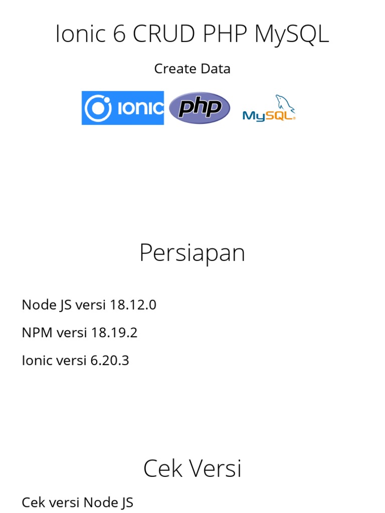 Ionic 6 CRUD PHP MySQL - CREATE | PDF