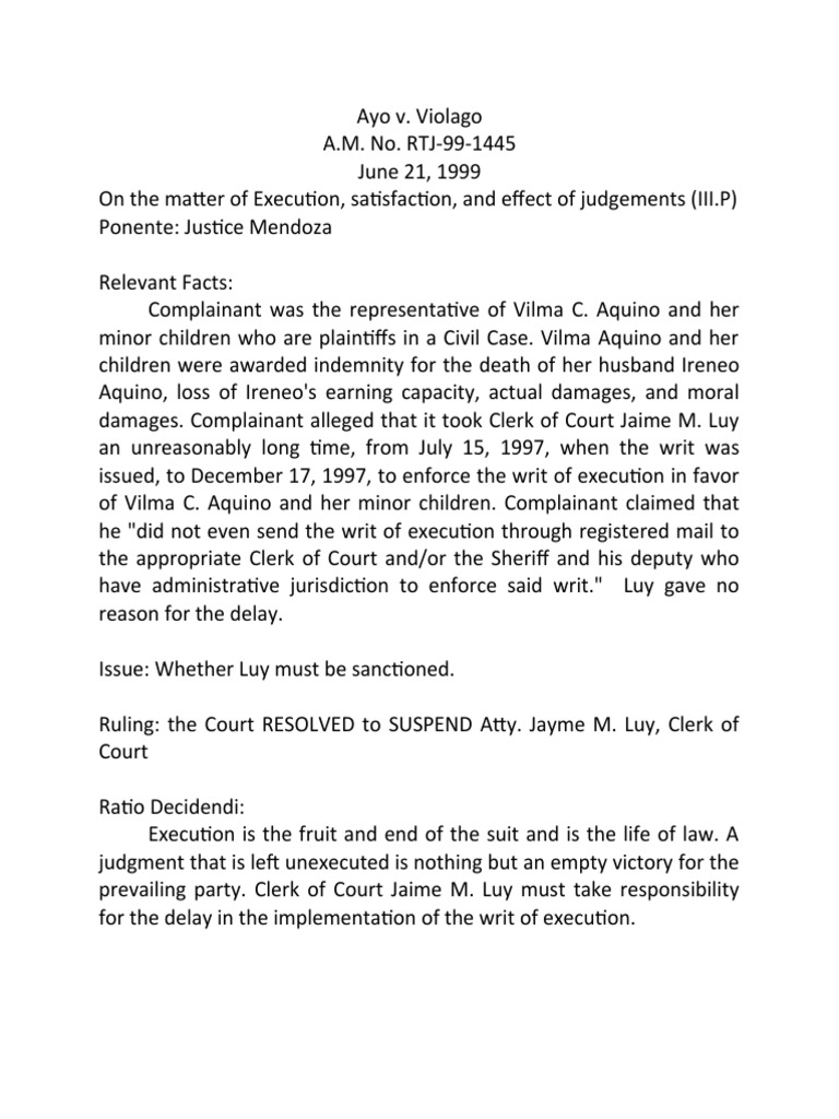 P Ayo v. Violago Digest | PDF
