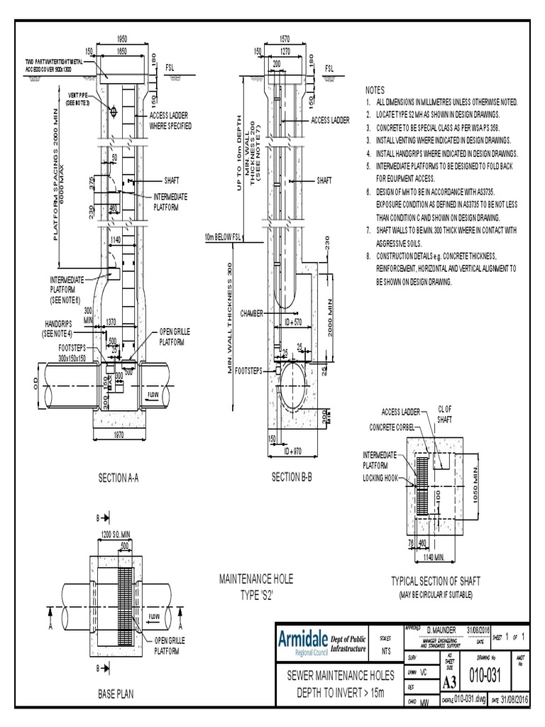 010-031 Sewer Maintenance Holes Depth To Invert Greater Than 15m | PDF ... 010-031 Sewer Maintenance Holes Depth To Invert Greater Than 15m | PDF ...