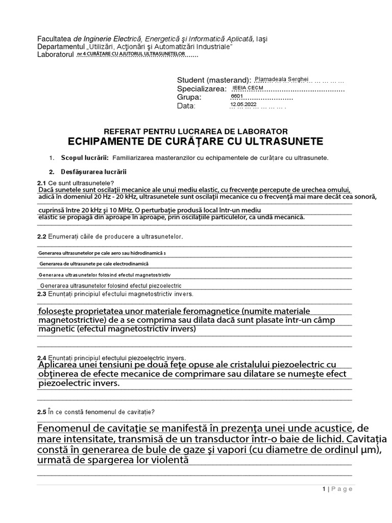 Referat 4 - Echipamente de Curatare Cu US | PDF