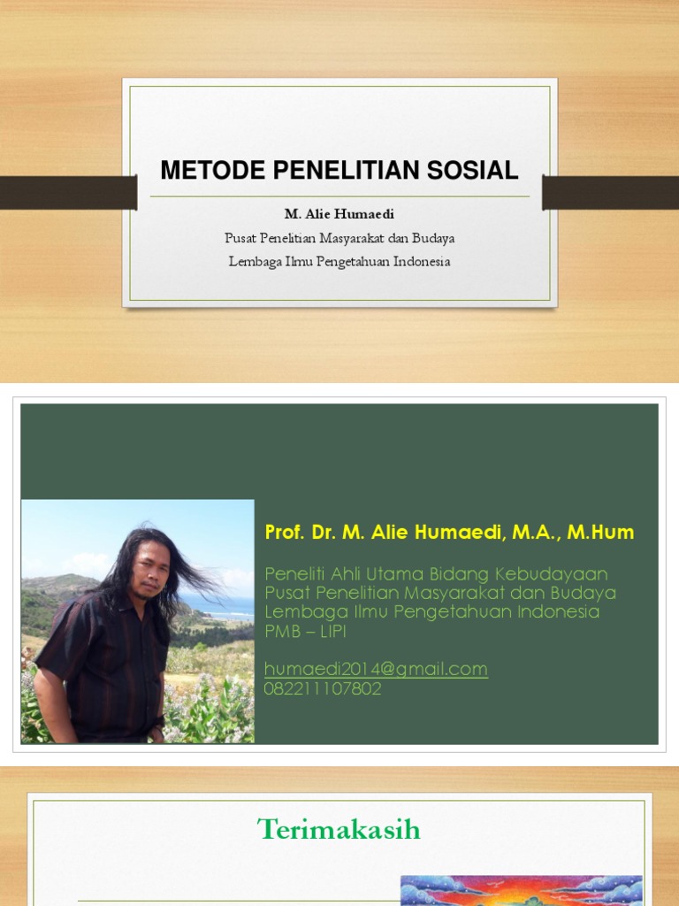 DAY 2 - METODE PENELITIAN SOSIAL Oke (Alie Humaedi-LIPI) | PDF