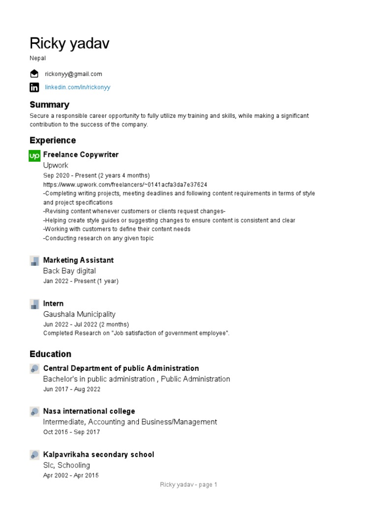 Resume Ricky Yadav | PDF