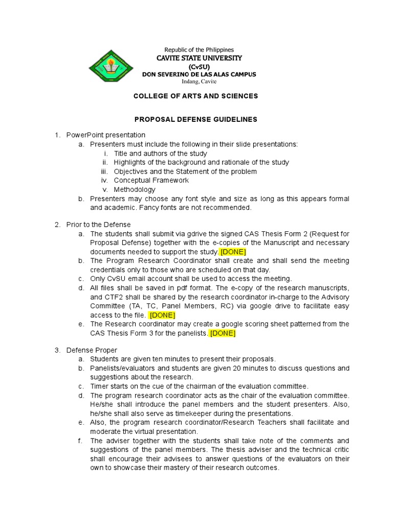 Thesis Proposal Defense Guidelines 2FSY 2021-2022 | PDF