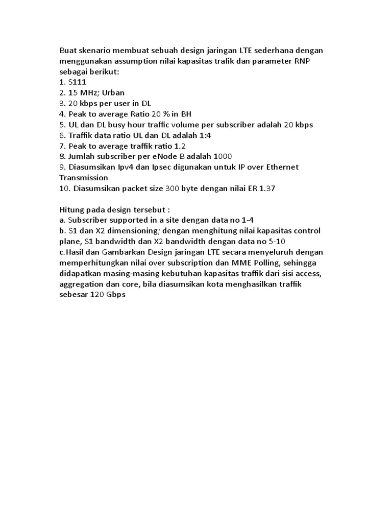 Buat Skenario Membuat Sebuah Design Jaringan LTE S | PDF