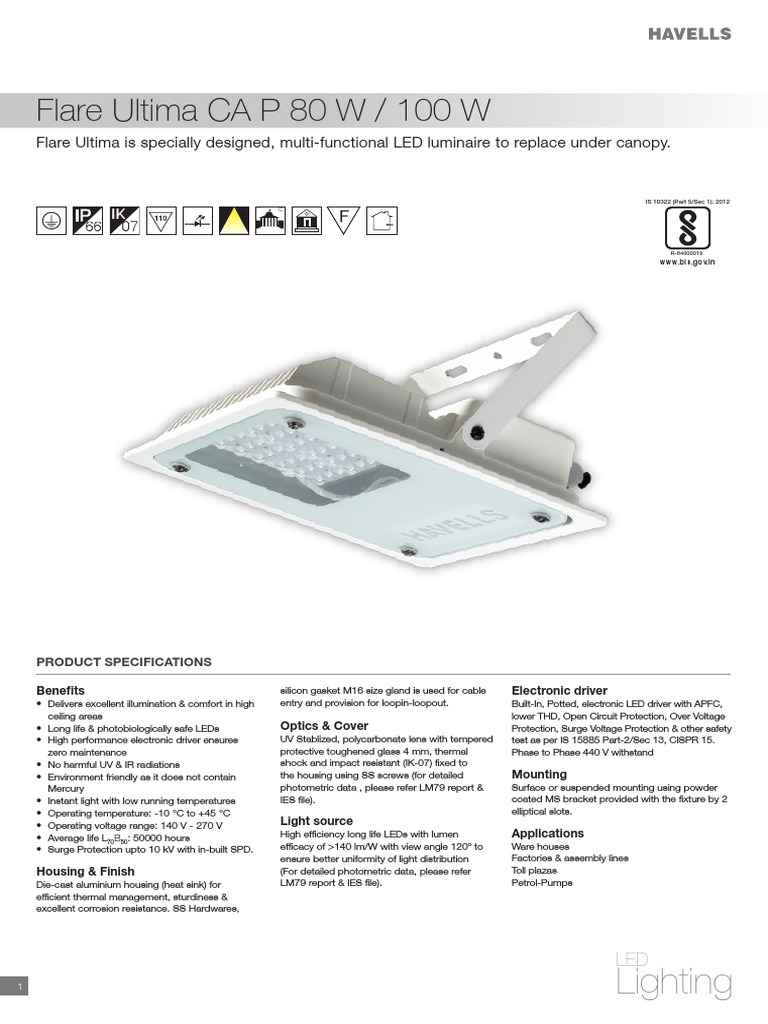 Tds-Flare Ultima CA P 80w - 100w | PDF | Light Emitting Diode | Engineering Tolerance