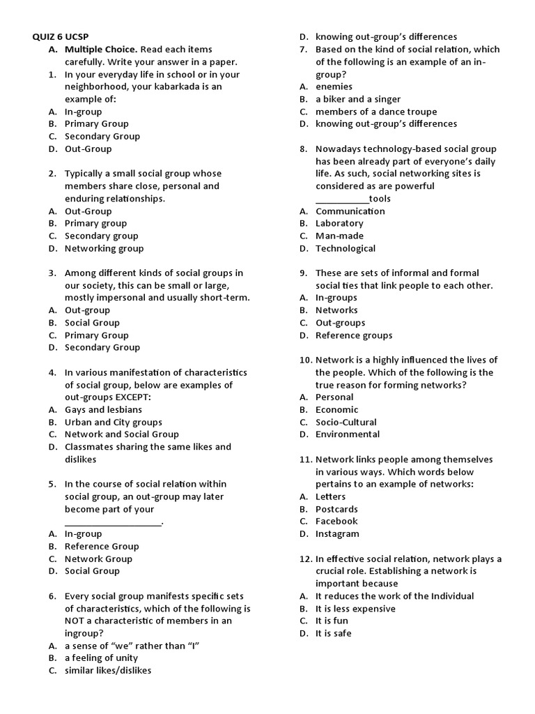 Quiz 6 Ucsp | Download Free PDF | Psychological Concepts | Behavioural ...