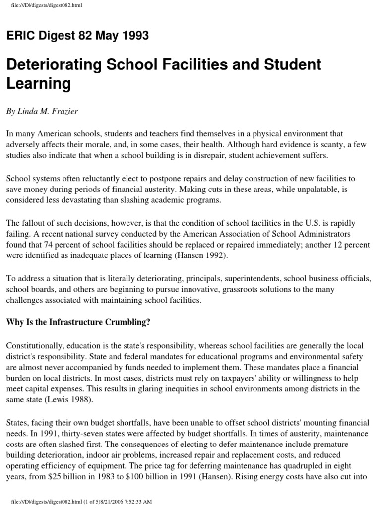 Deteriorating School Facilities and Student | PDF | Schools | Taxes