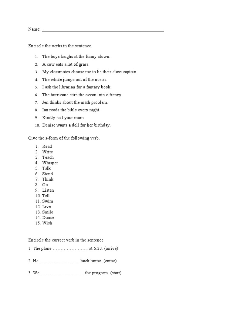 Verbs, Present Tense - Long Quiz | PDF