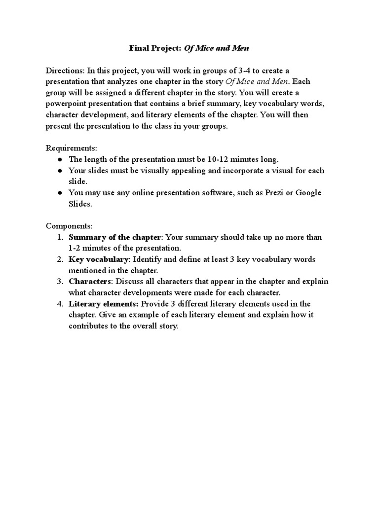 Final Presentation of Mice and Men | PDF