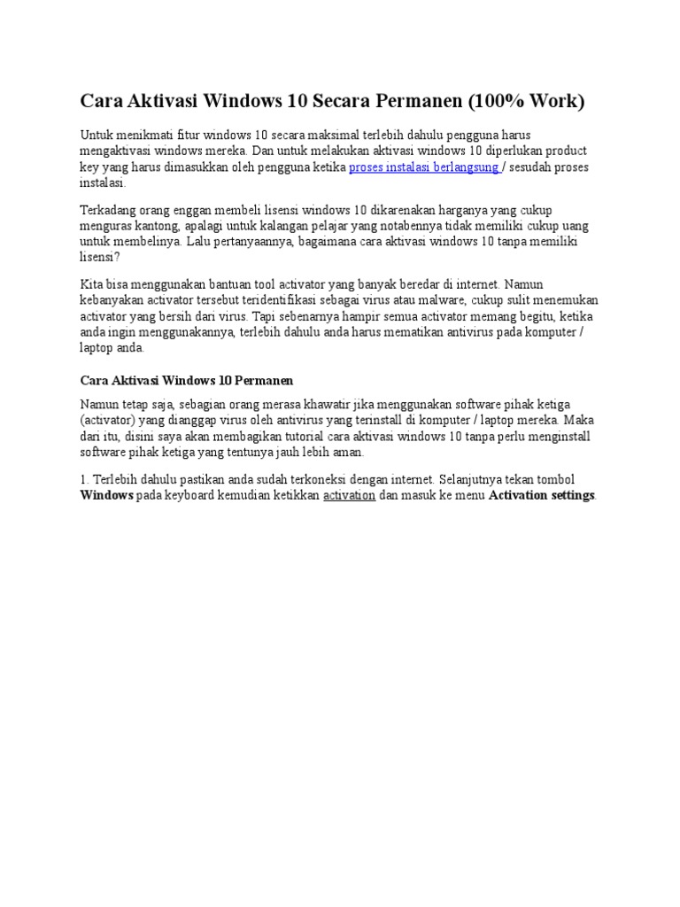 Aktivasi Windows 10 (Product Key Win10 All NesabaMedia) | PDF