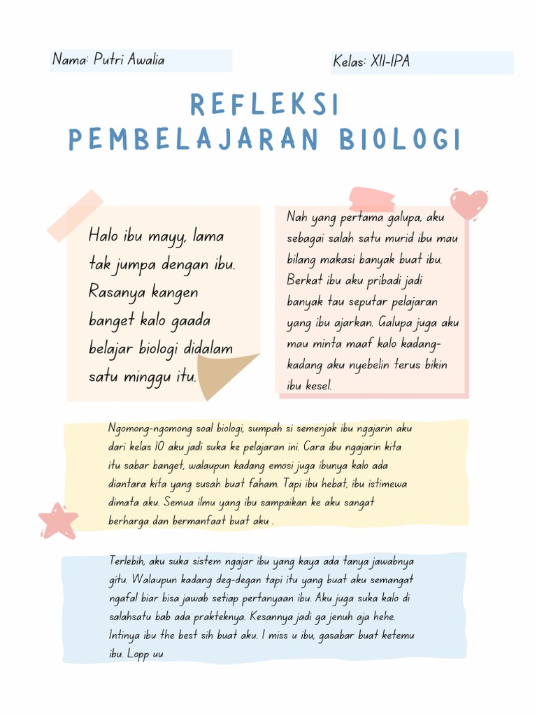 Refleksi Pembelajaran Biologi | PDF