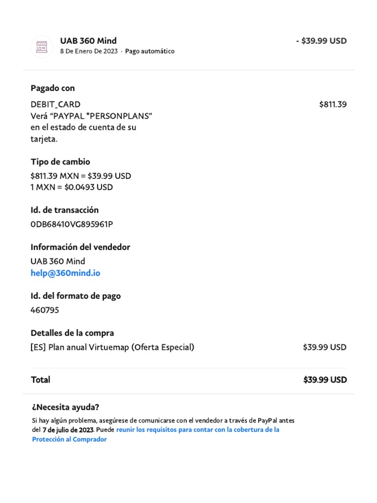 PayPal - Detalles de La Transacción | PDF