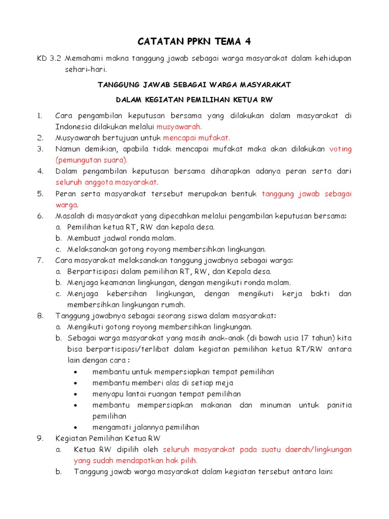 Catatan PPKN Tema 4 | PDF