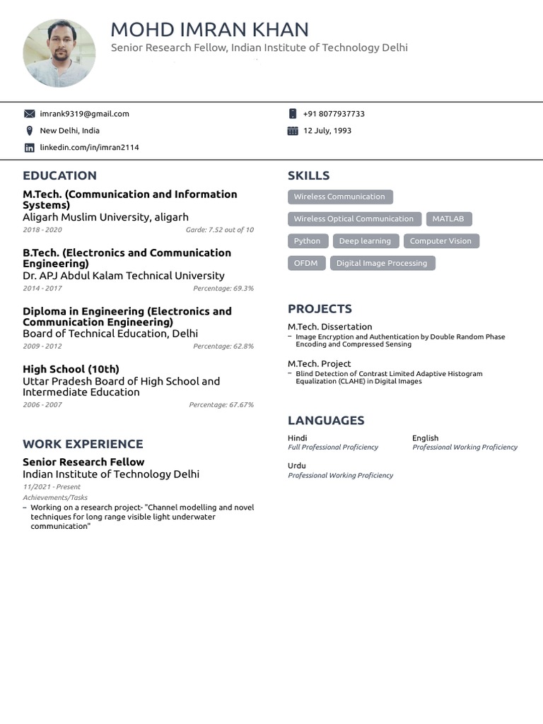 IMRAN's Resume | PDF | Computing | Information And Communications Technology