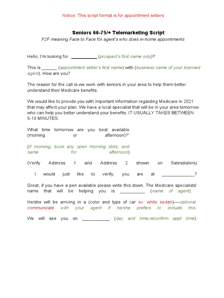 Face To Face Script For Seniors 66 1 1 | PDF