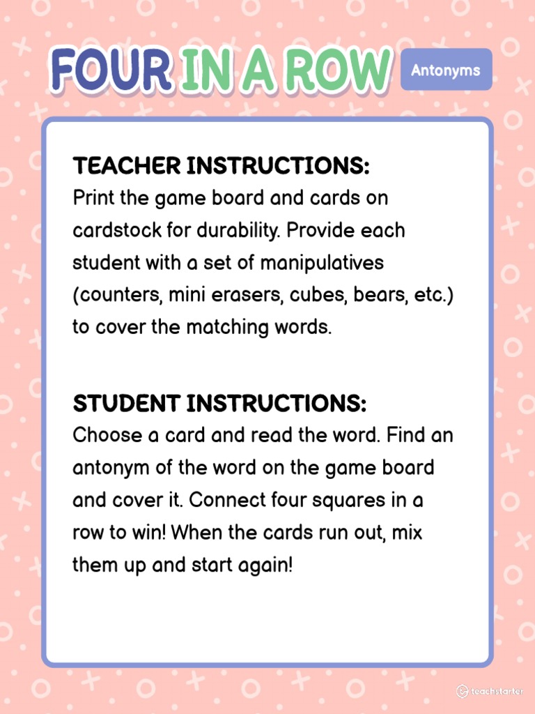 Antonym Matching Game Instructions | PDF