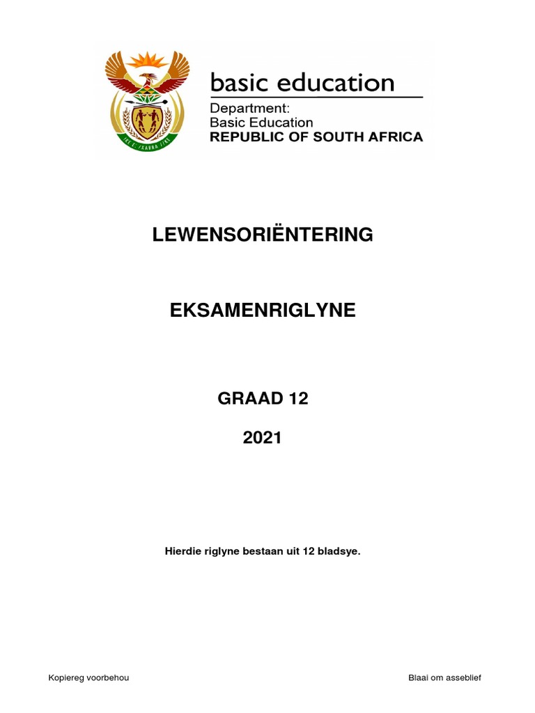 Life Orientation GR 12 Examination Guideline 2021 Afr | PDF