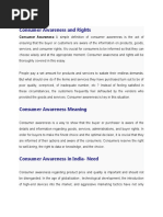 Introduction To Consumer Awareness | PDF | Sales | Questionnaire