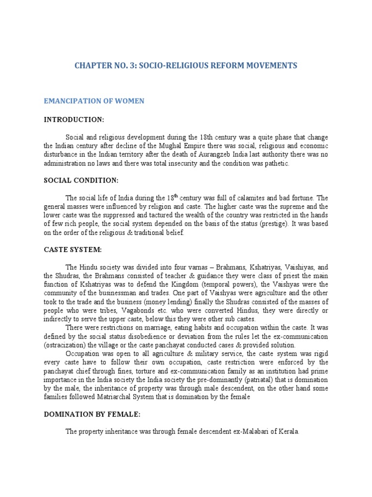 Socio-Religious Reform Movements in India | PDF