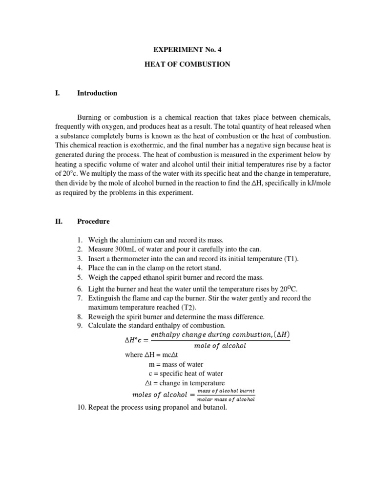 Laboratory Report 4 Group 6 | PDF | Mole (Unit) | Combustion