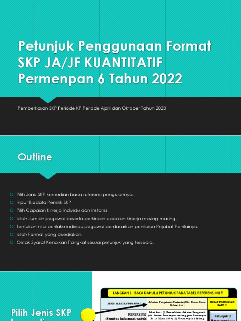 Petunjuk Penggunaan Format SKP TAHUN 2022 - JA JF | PDF