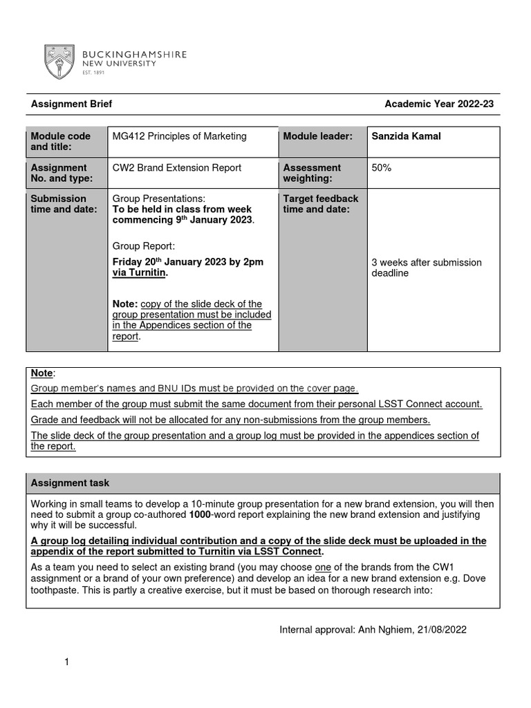 MG412 CW2 Assignment Brief 2022-23 | PDF