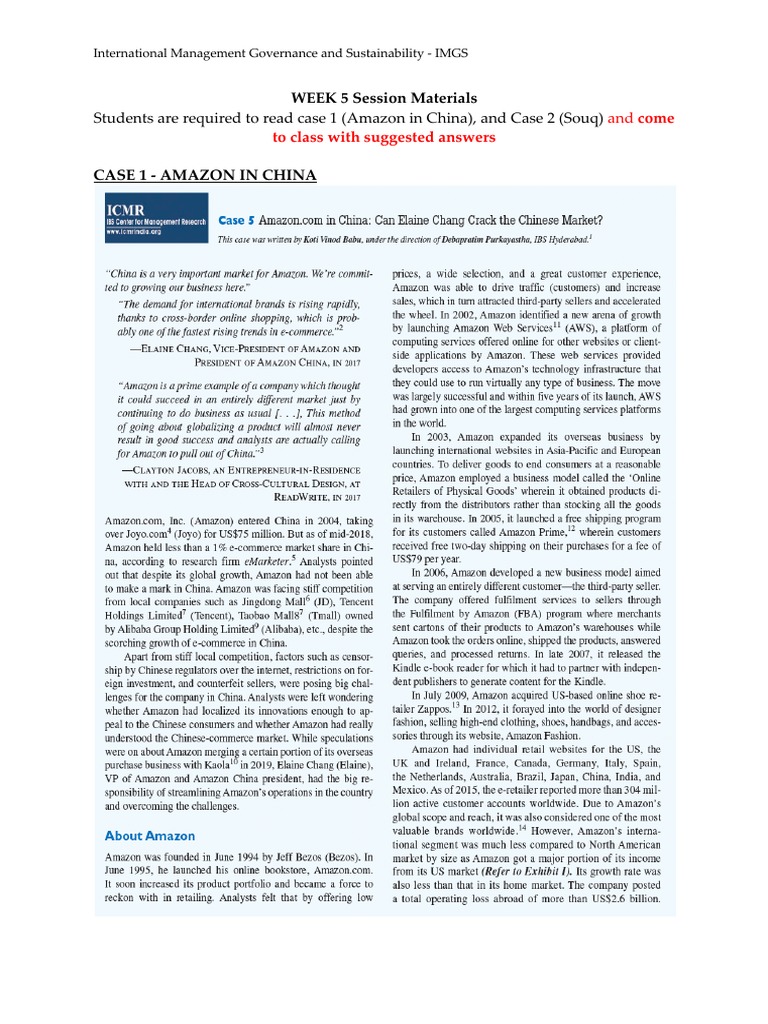 WEEK 5 Seminar Case Study Materials | PDF