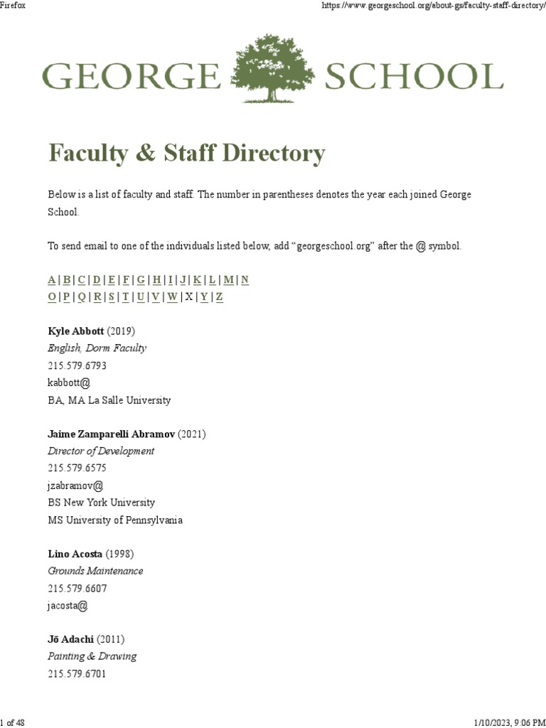 Faculty Staff Directory | PDF