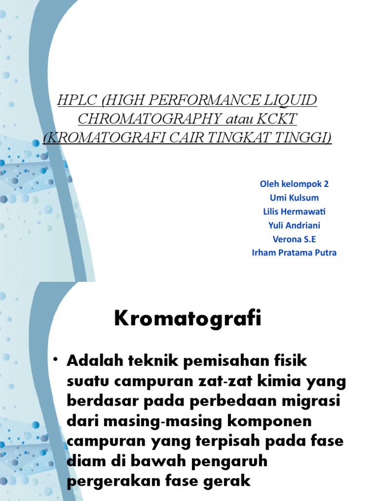 HPLC (High Performance Liquid Chromatography Atau KCKT | PDF