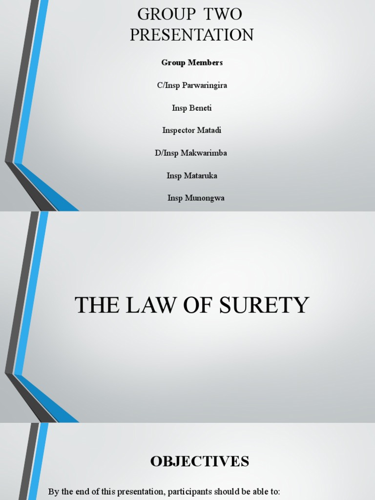 Group 2 Presentation - Law of Surety | PDF | Surety | Mortgage Law