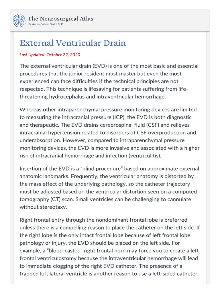 EVD - Neurosurgical Atlas | PDF